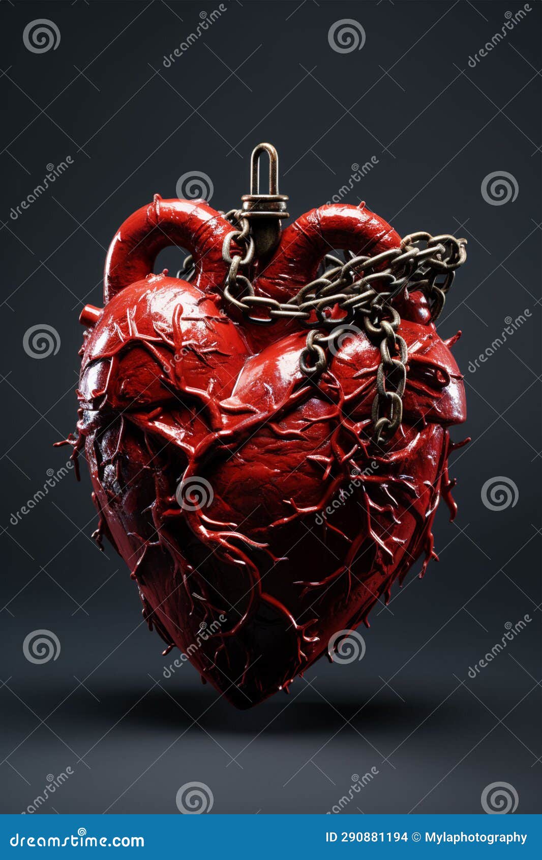 Anatomical Heart Made with Lock and Chain Stock Illustration ...