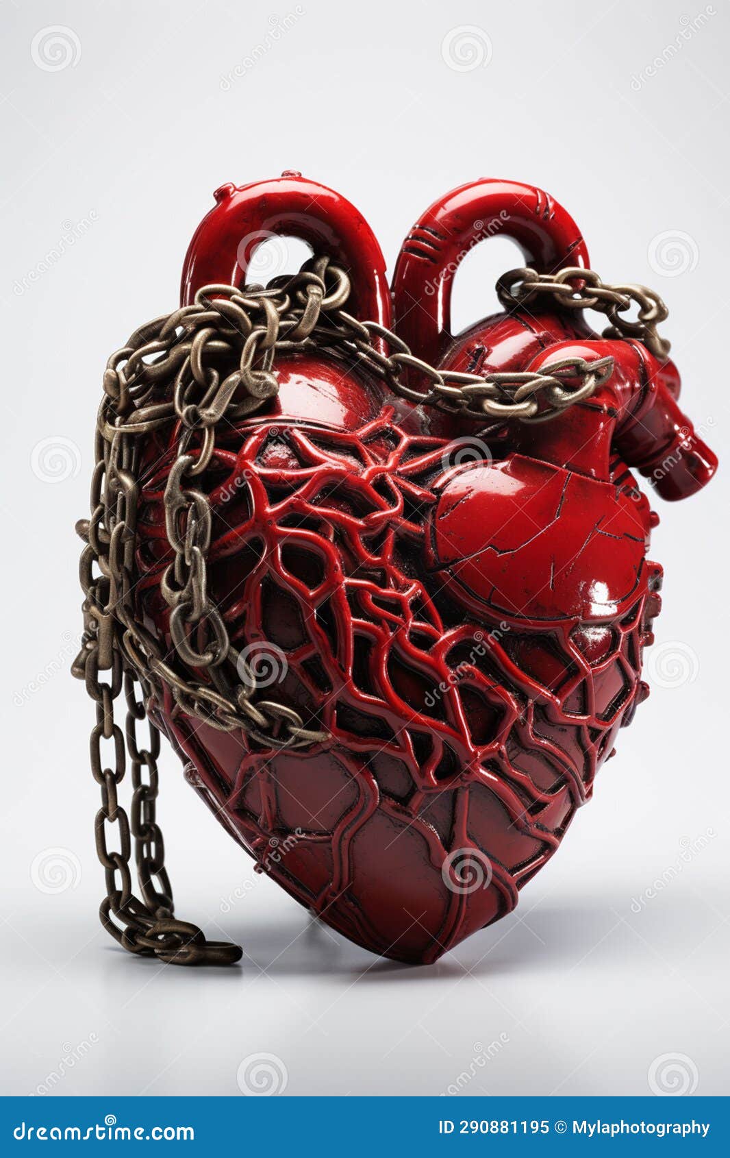 Anatomical Heart Made with Lock and Chain Stock Illustration ...
