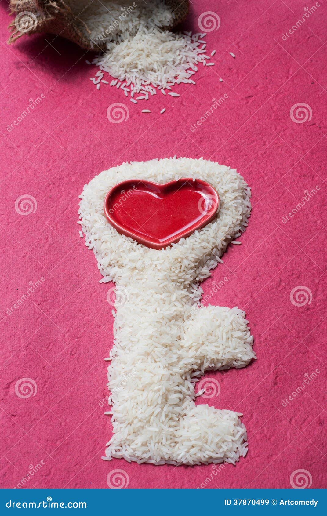 Heart Made from Long Grain Rice. Stock Image - Image of vegetarian ...