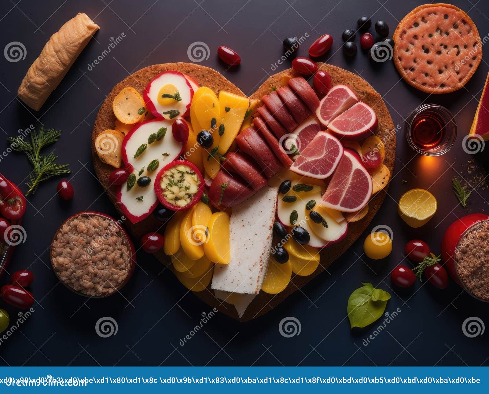 Heart Made of Meat and Cheese Snacks. Ai Generative Stock Illustration ...