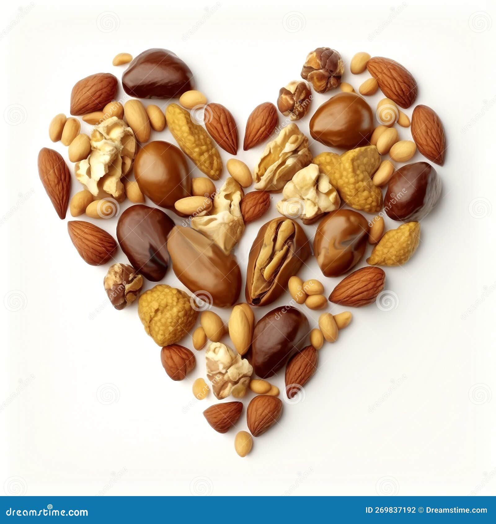 Heart made of nuts stock illustration. Illustration of tasty - 269837192