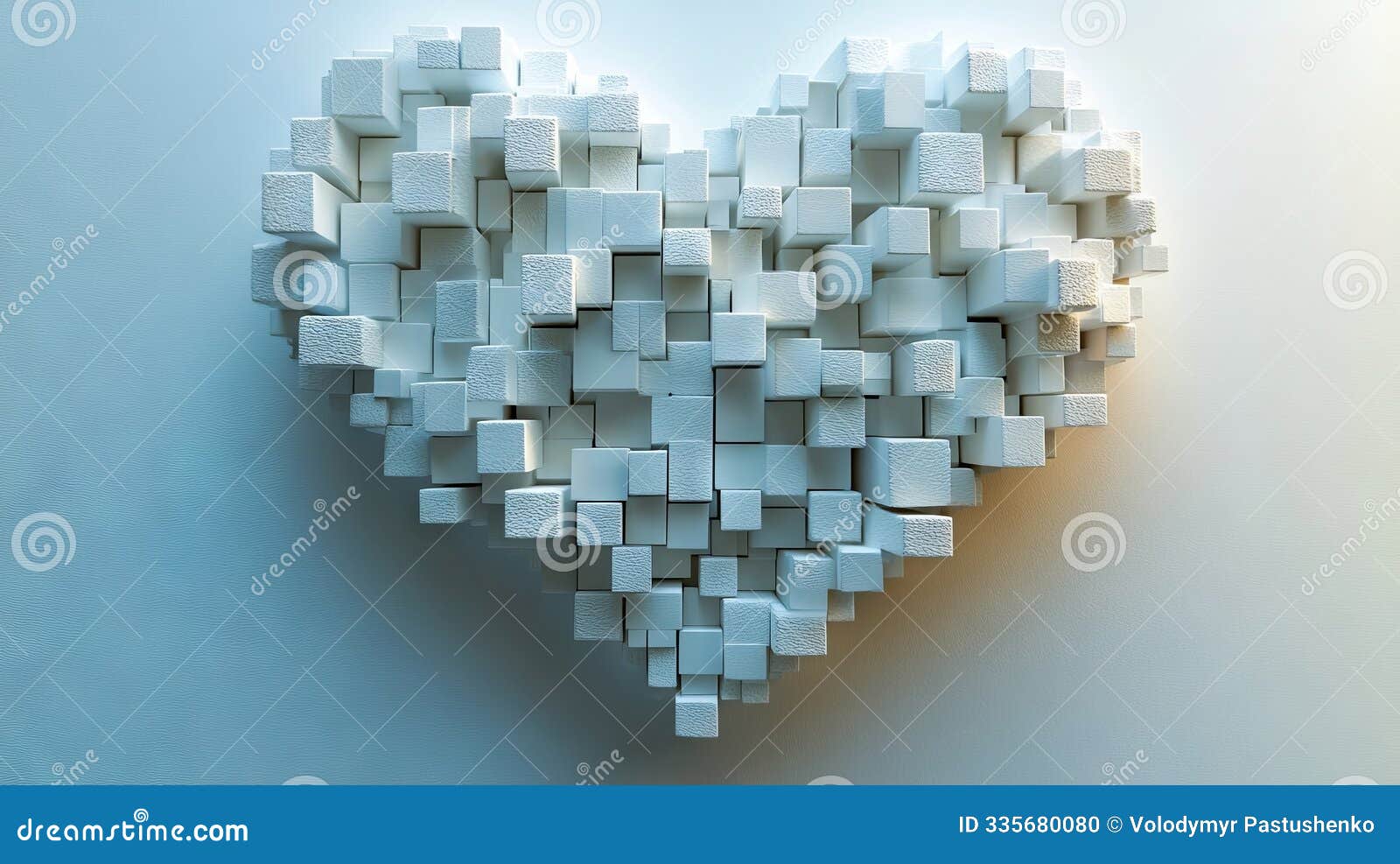 A Heart Made Out of Cubes on a Blue Background Stock Illustration ...