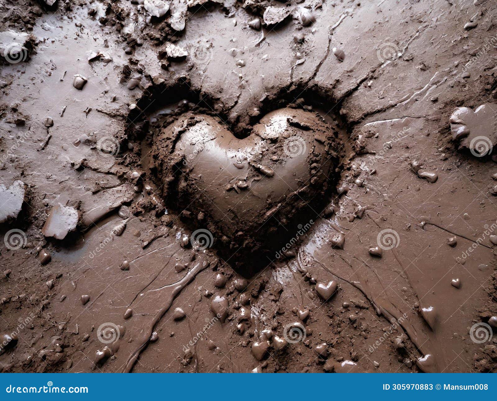 A Heart Made Out of Mud on a Muddy Surface Stock Illustration ...