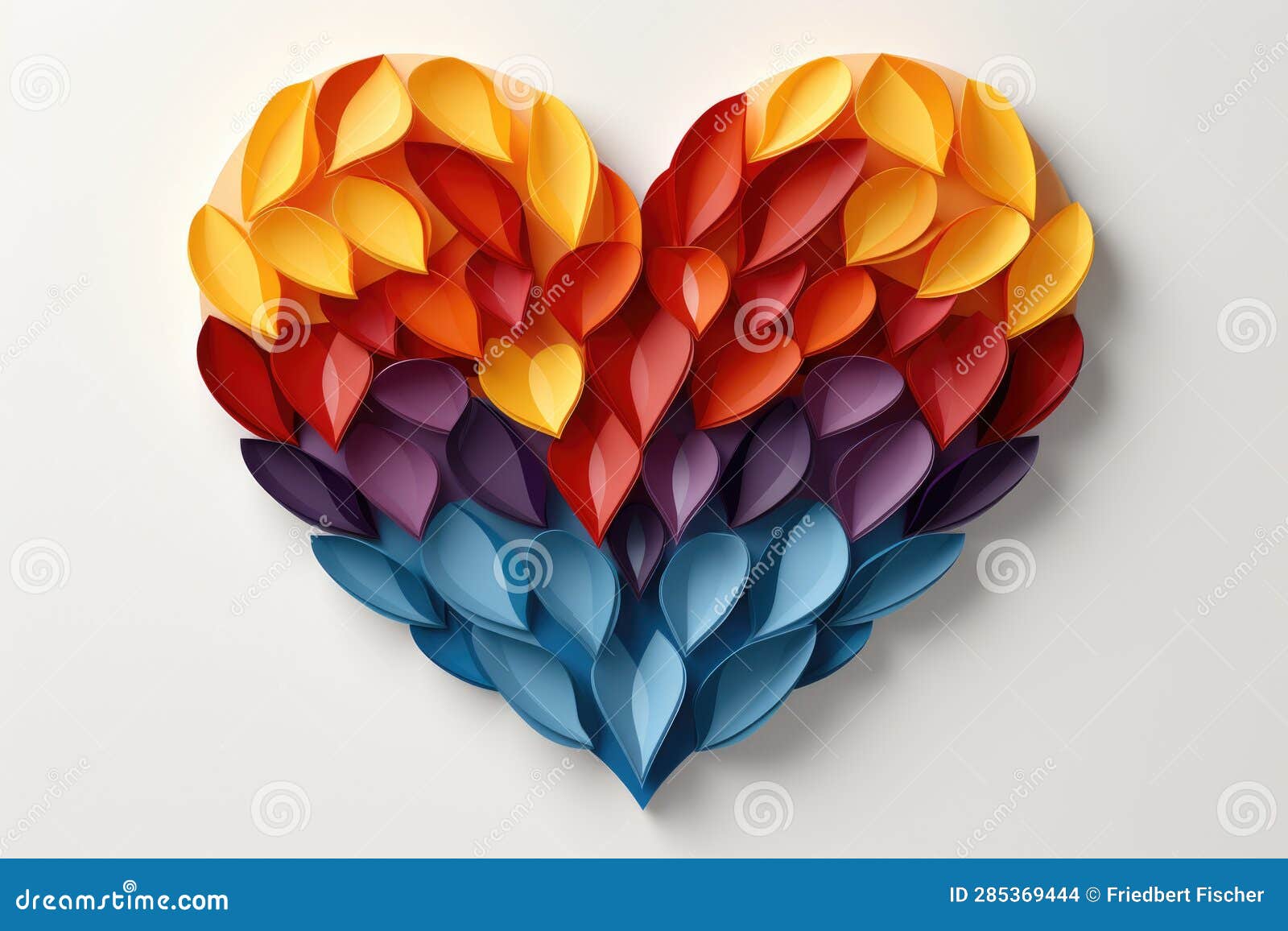 A Heart Made Out of Paper Flowers on a White Surface. Stock ...
