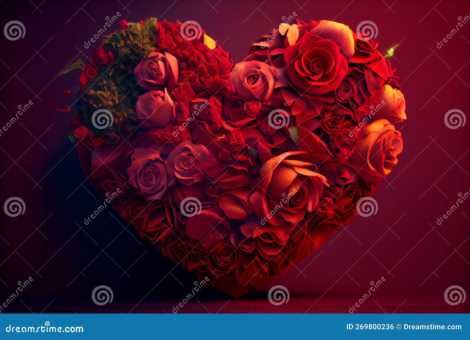 Heart Made Out of Roses on a Red Background. Generative AI Stock Photo ...