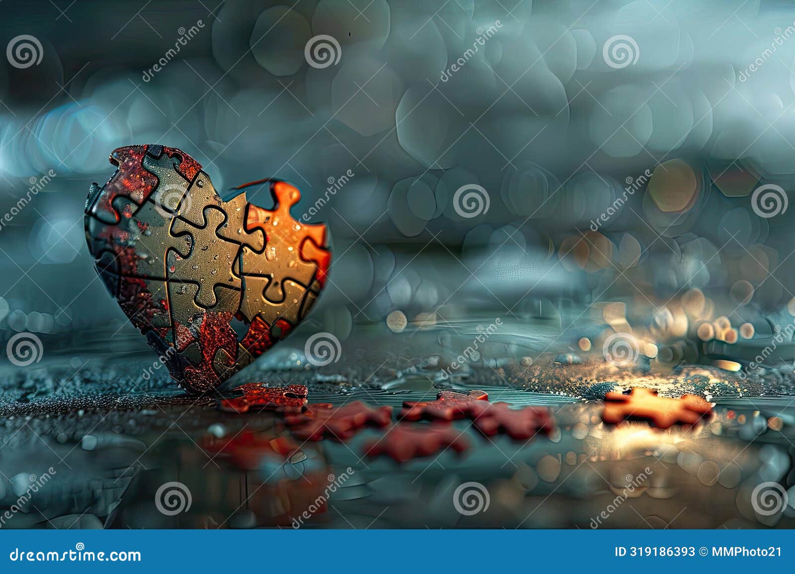 Heart Made of Puzzle Pieces with Missing Piece Symbolizing Love and ...