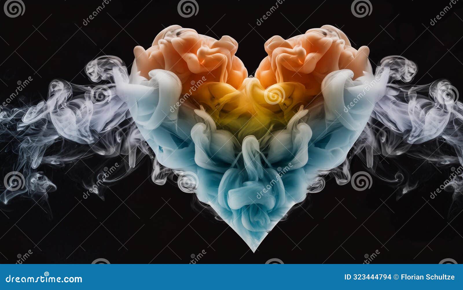 A Heart Made of Rainbow Smoke on Transparent Background. Romantic Vivid ...
