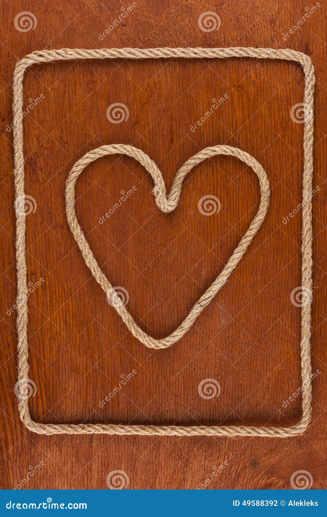 Heart Made of Rope on a Wooden Surface Stock Photo - Image of cable ...