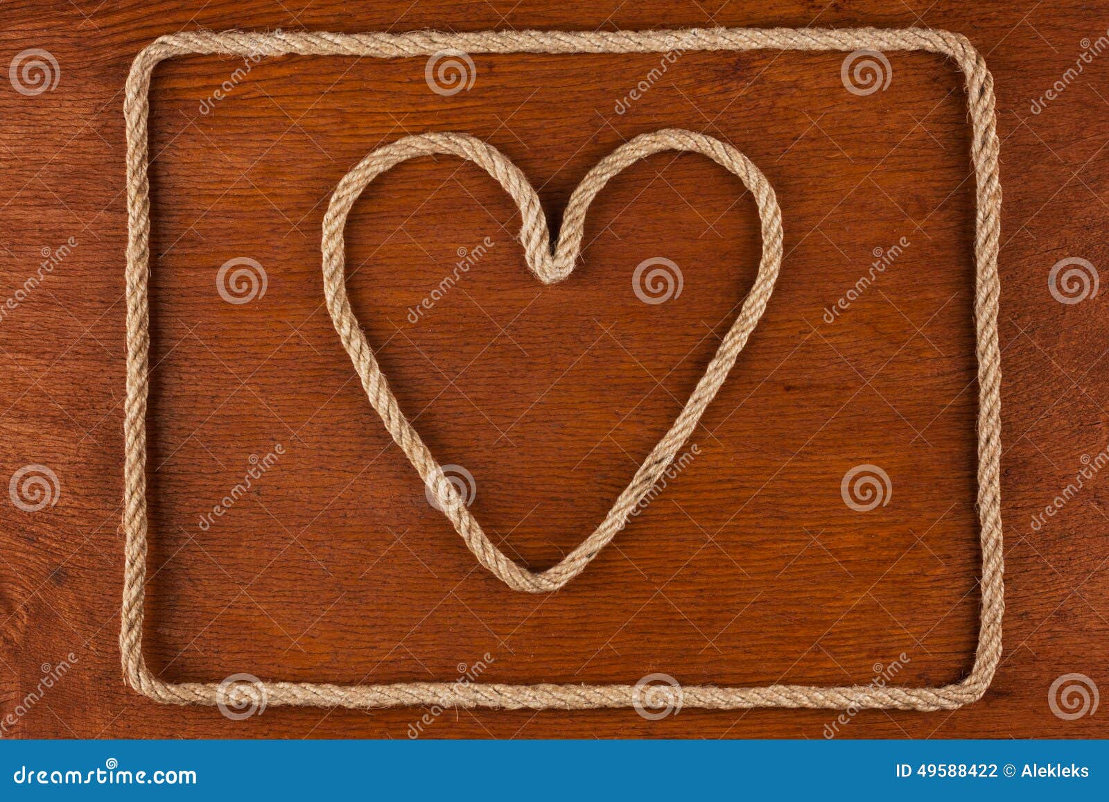 Heart Made of Rope on a Wooden Surface Stock Photo - Image of hearts ...