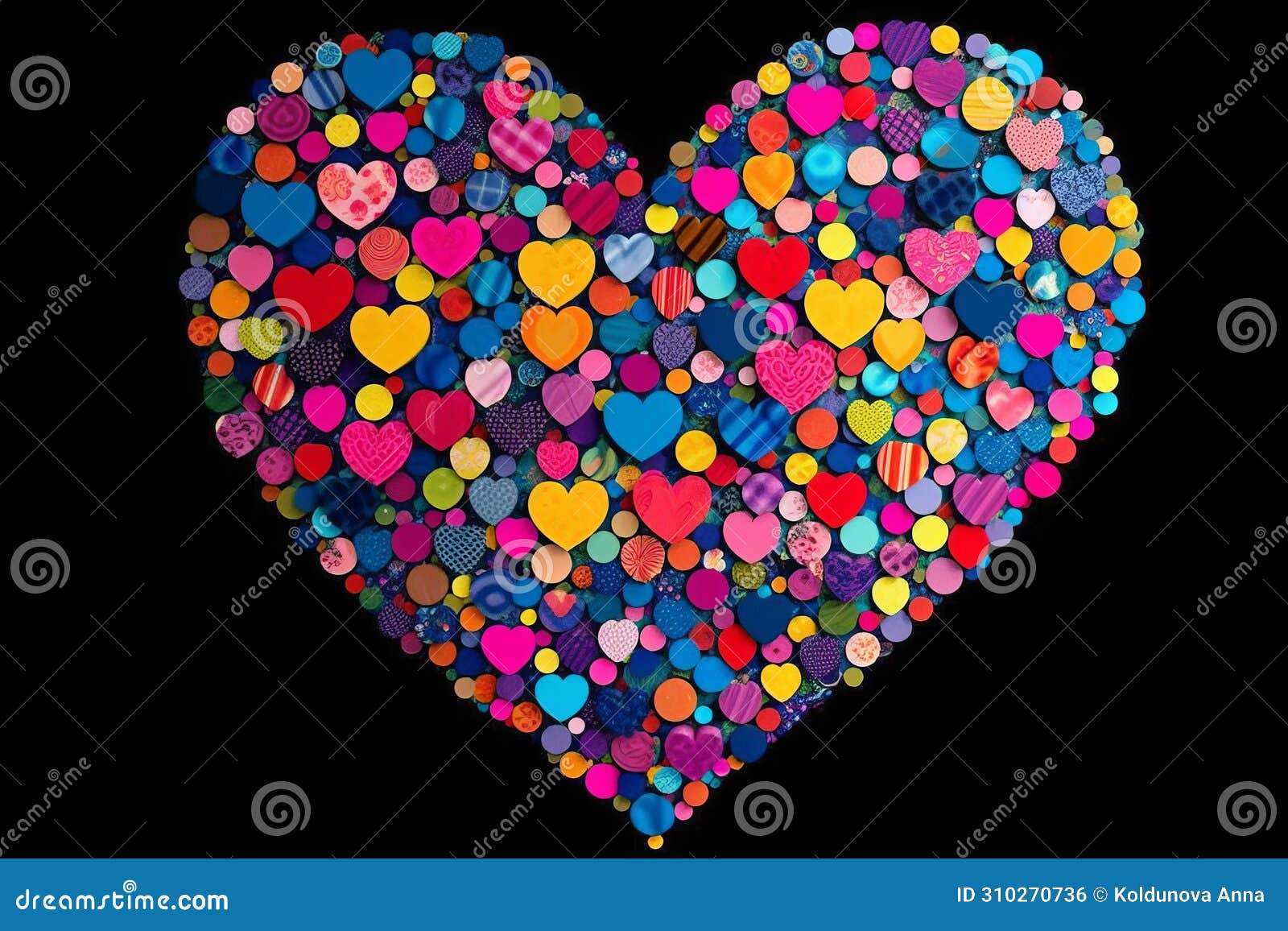 Heart Made from Small Dots and Hearts of Different Colors Stock Photo ...
