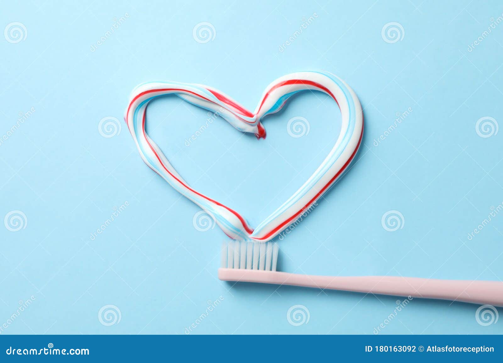 Heart Made of Toothpaste and Toothbrush on Background, Top View Stock ...