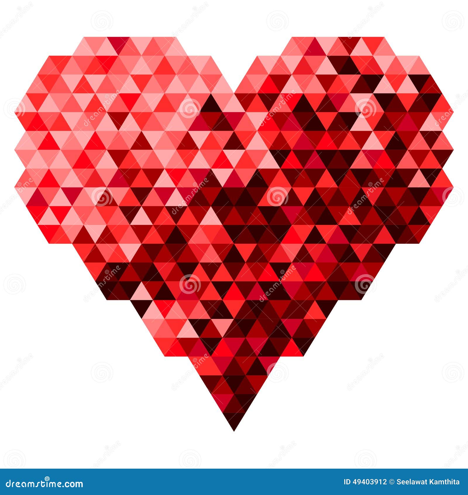 Heart Made of the Triangle in Red Tone Color. Vector Illustration Stock ...