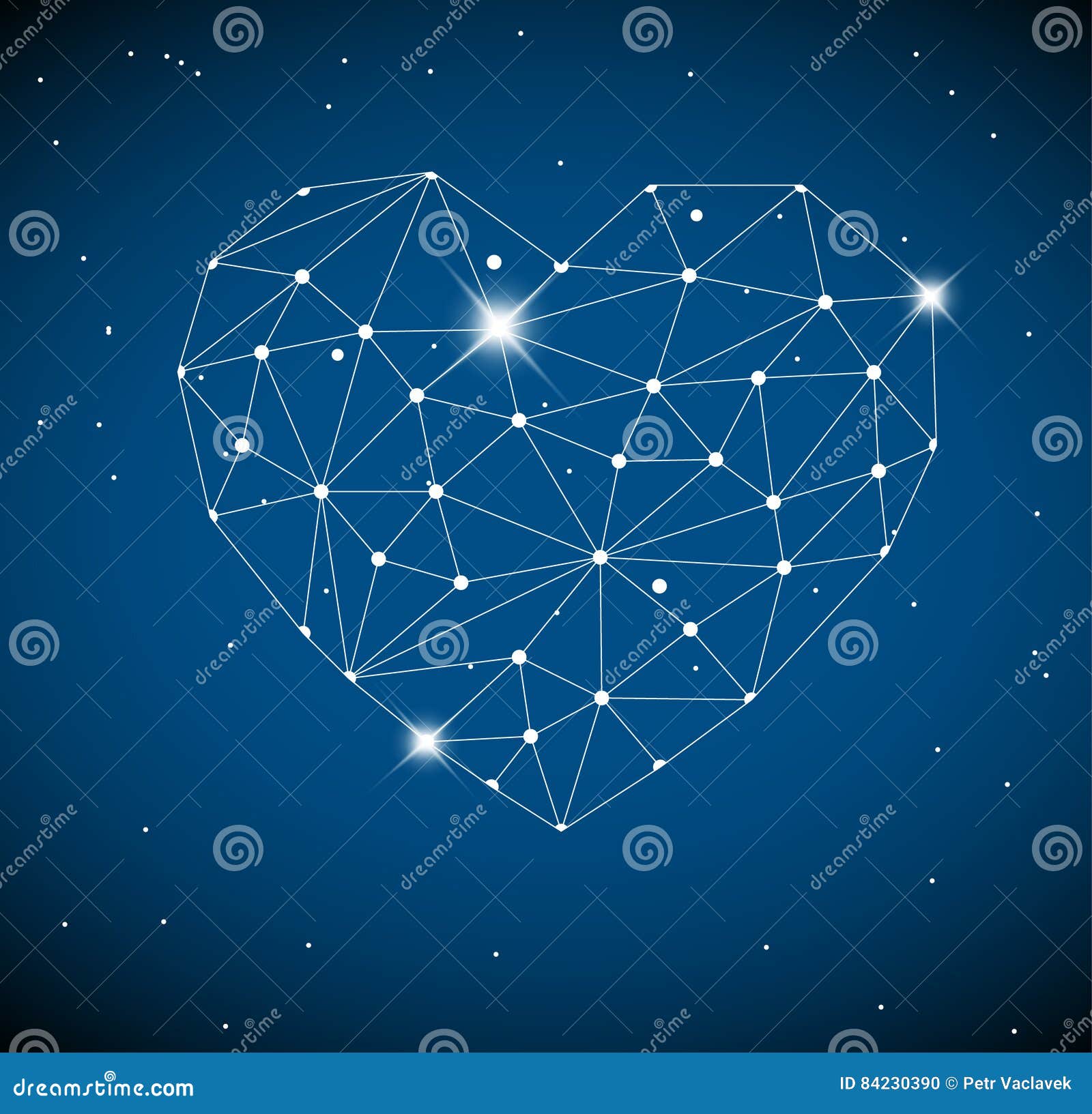 Heart Made from Triangles As Constellation Stock Vector - Illustration ...