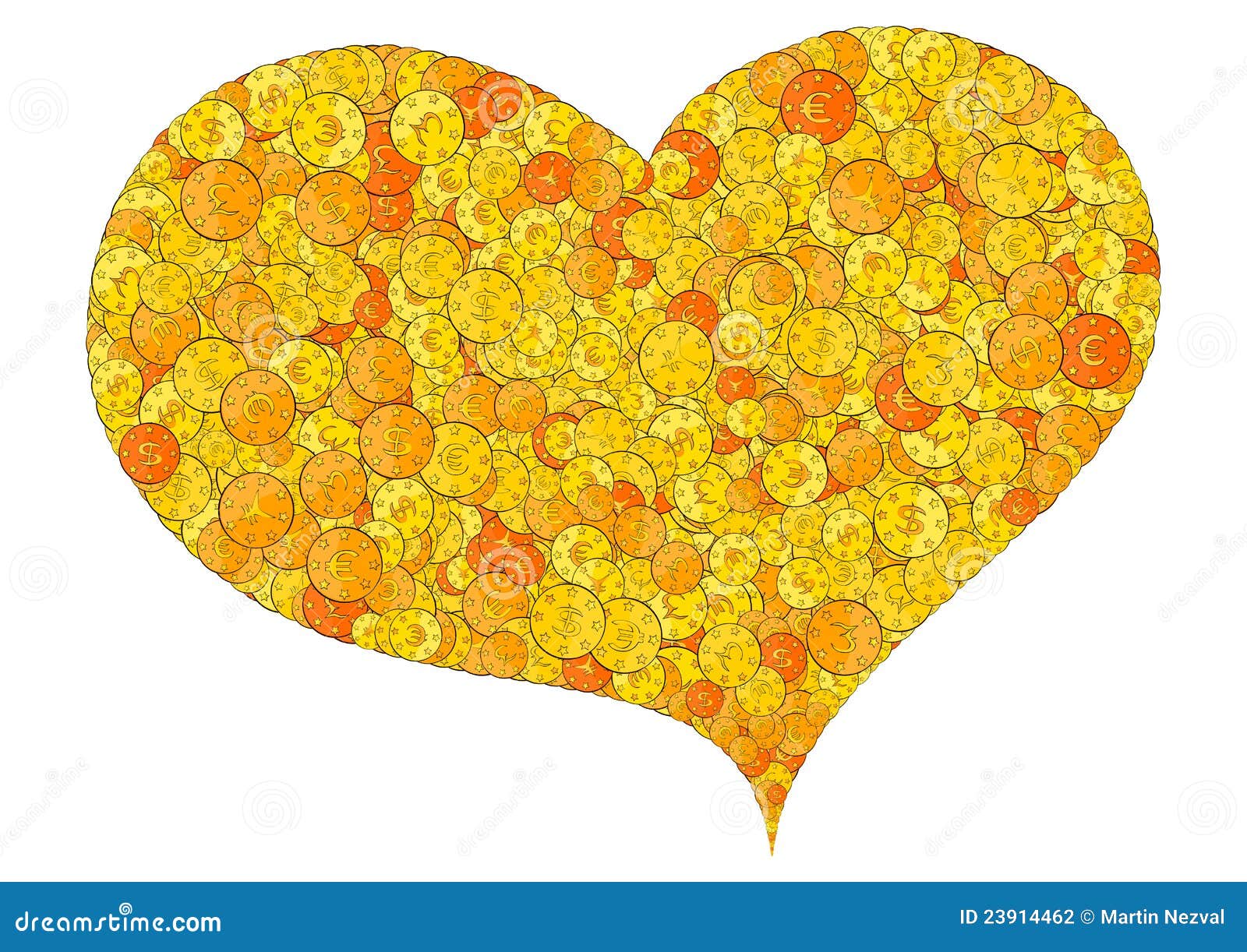 Heart made up of coins stock vector. Illustration of payment - 23914462