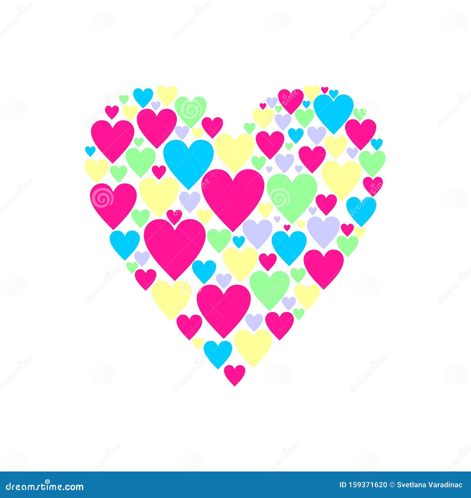 Heart Made Up of Many Hearts of Different Sizes and Colors. Stock ...