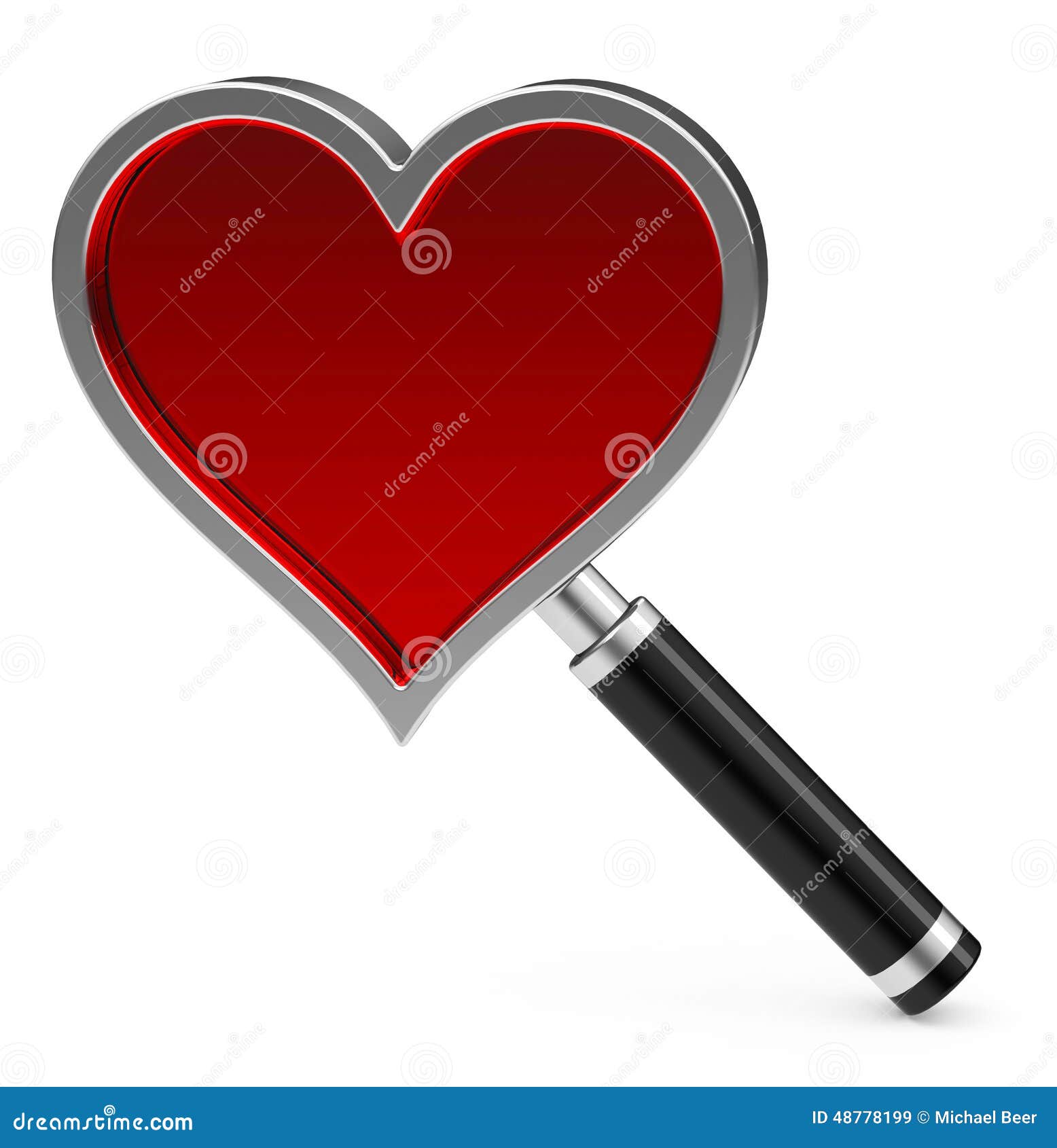 Heart magnifying glass stock illustration. Illustration of loupe - 48778199