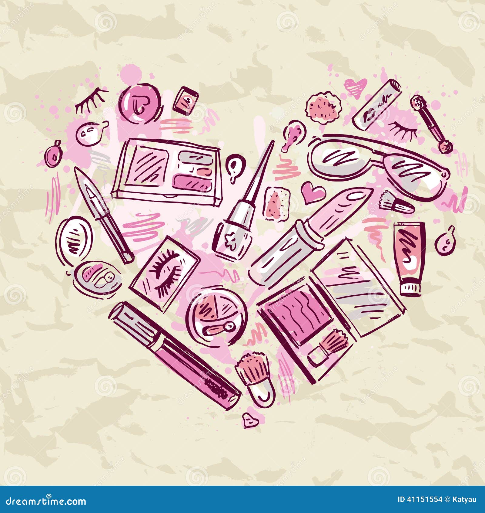 Heart Of Makeup Products Set Stock Vector Illustration Of Female Hand 41151554