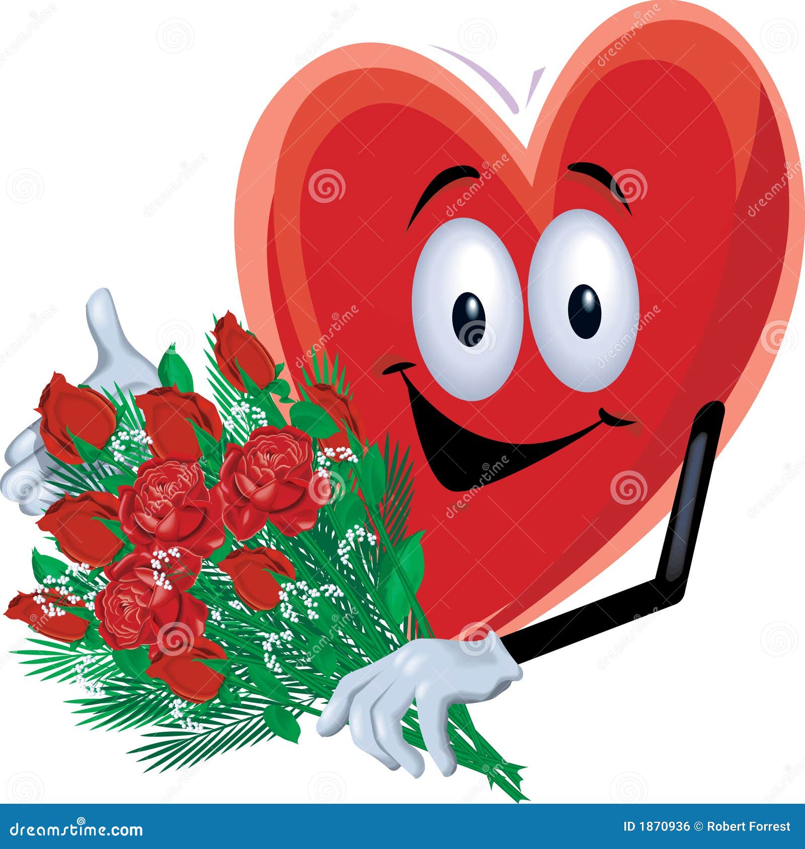 Cartoon Hearts And Roses