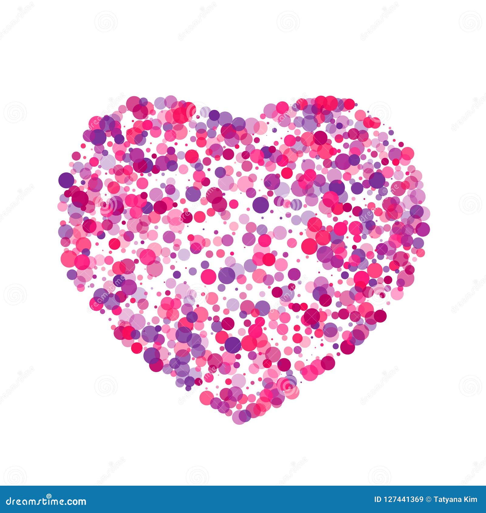 Heart of Many Red and Purple Translucent Circles Stock Illustration ...