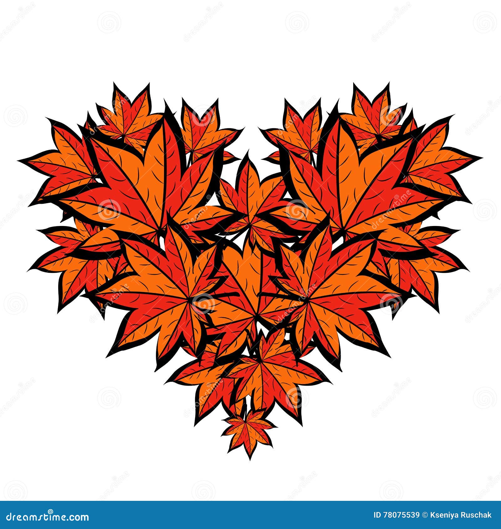 Heart from maple leaves. stock vector. Illustration of nature - 78075539