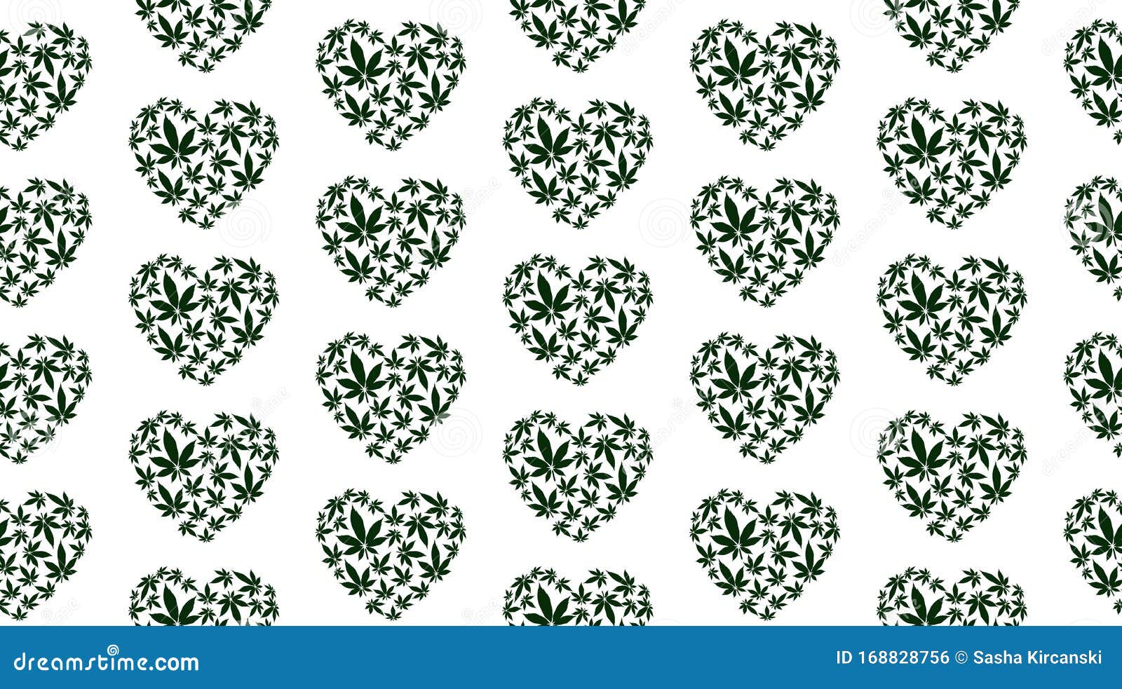 Heart with Marijuana Leaves Seamless Vector Pattern Stock Vector ...