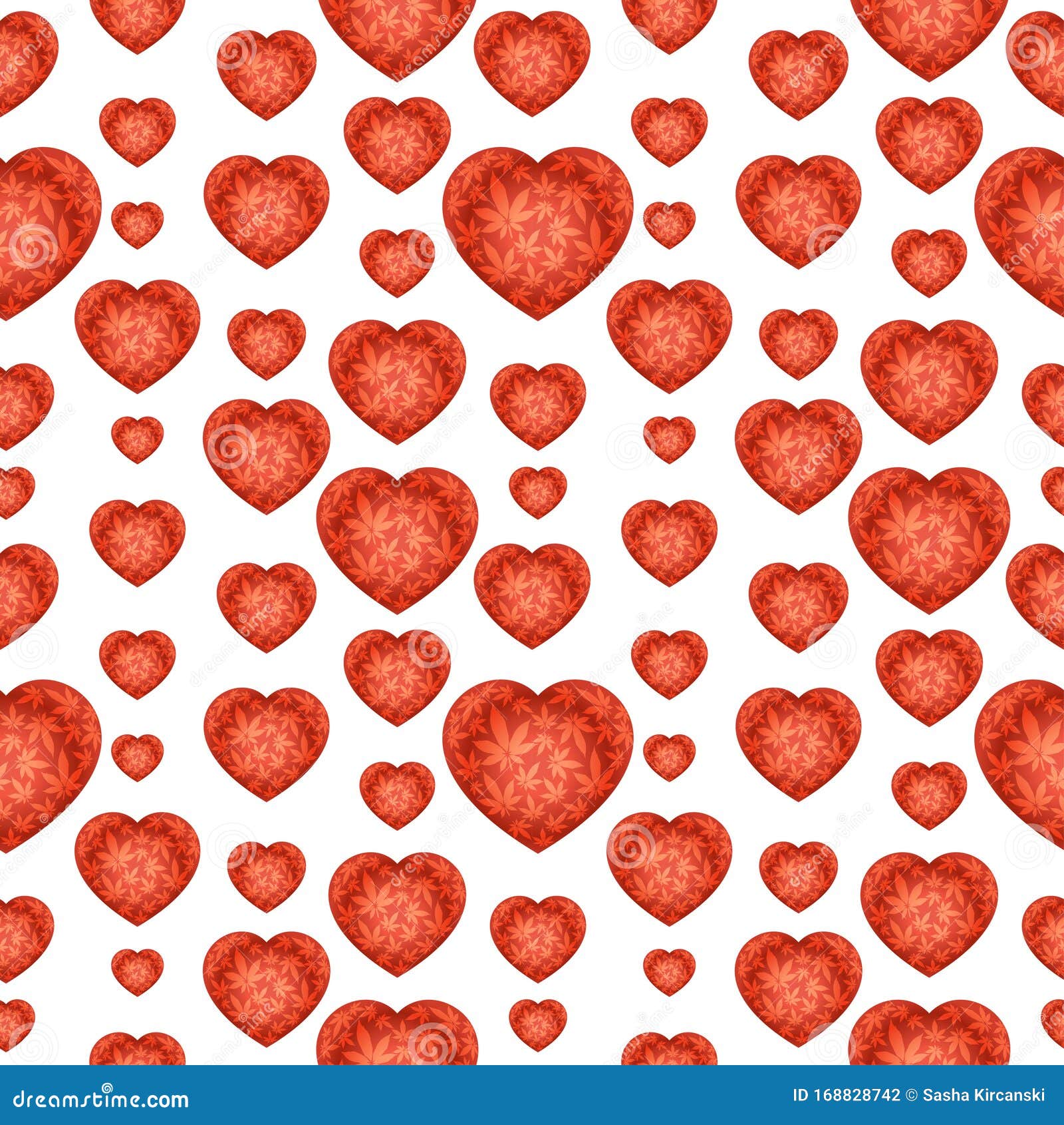 Heart with Marijuana Leaves Seamless Vector Pattern Stock Vector ...