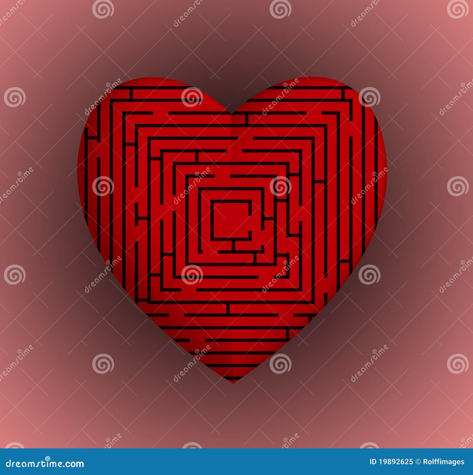 Heart Maze Or Labyrinth With Question Mark In Its Center. 3d Render ...