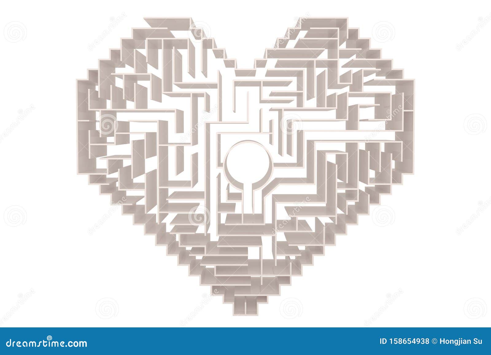 Heart Maze Isolated on White Background 3D Illustration Stock ...