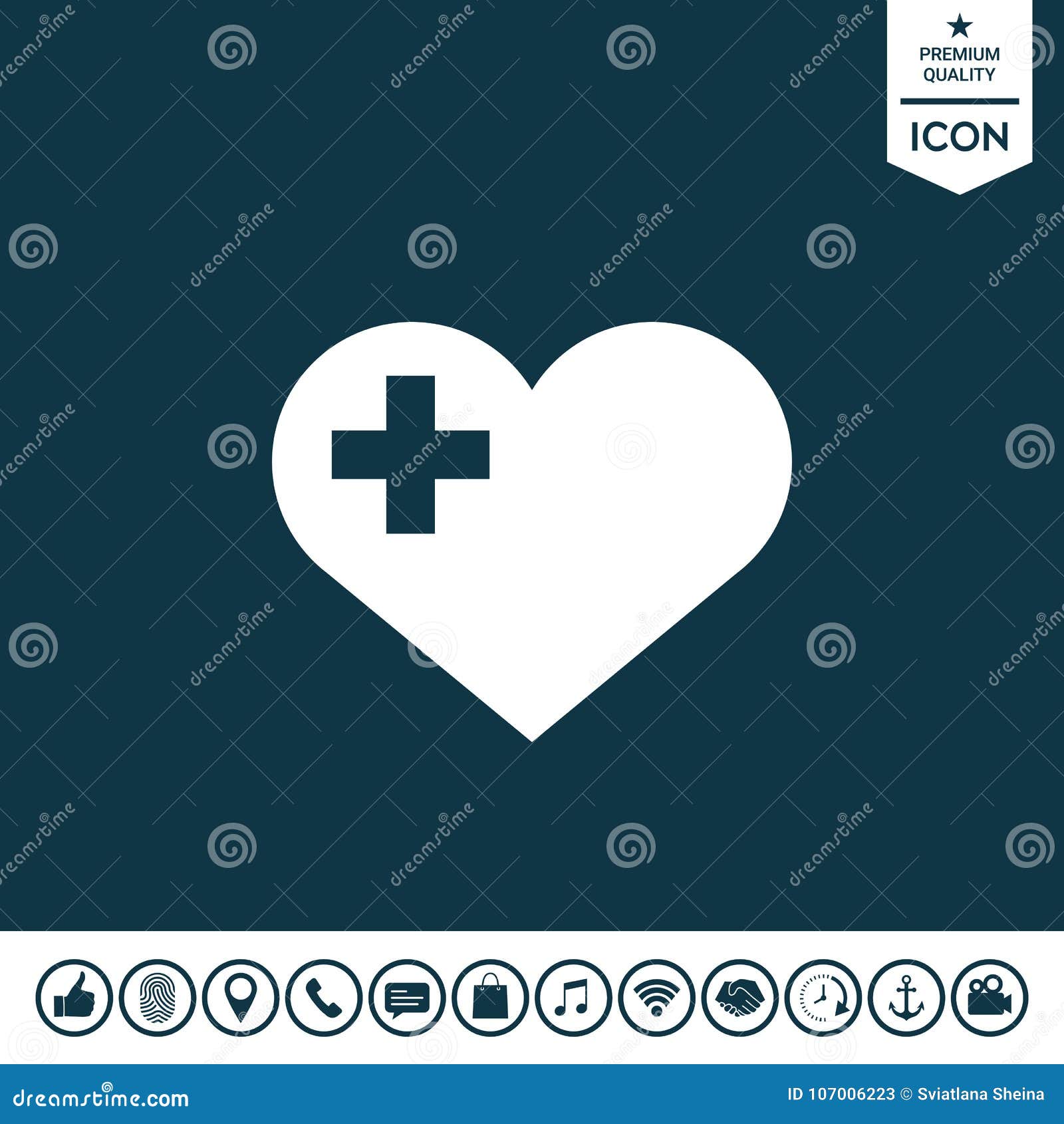 Heart with medical cross stock vector. Illustration of life - 107006223