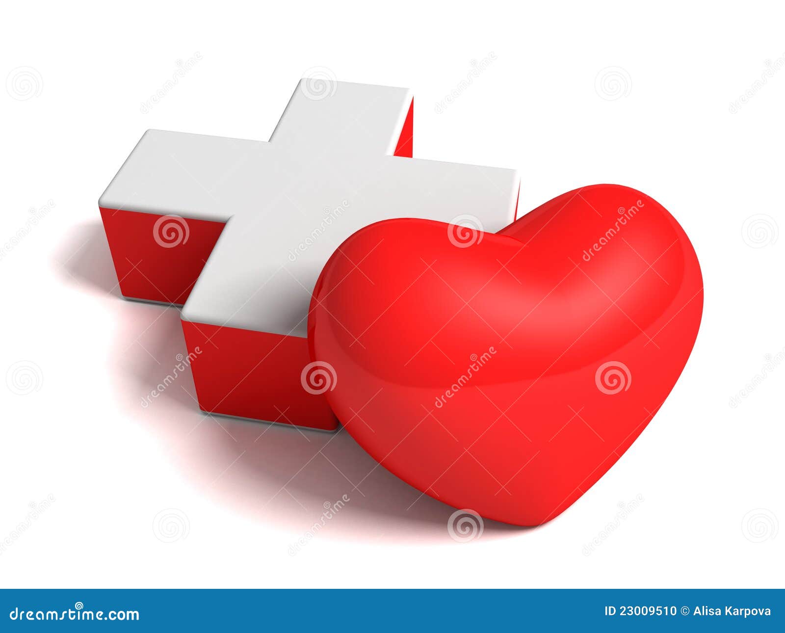 Heart and Medical Cross Sign on White Stock Illustration - Illustration ...