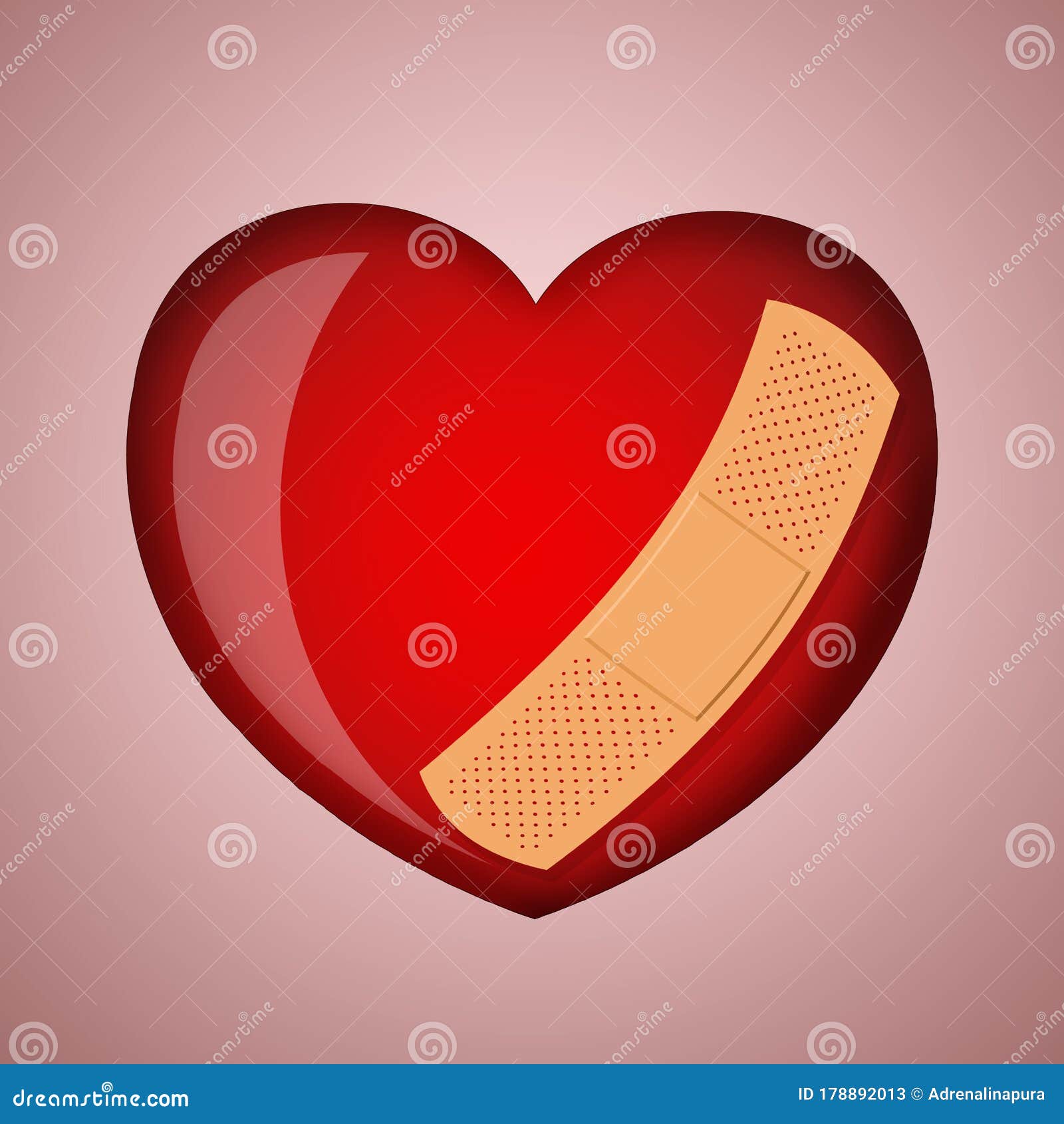 Heart with Medicated Plaster Stock Illustration - Illustration of ...