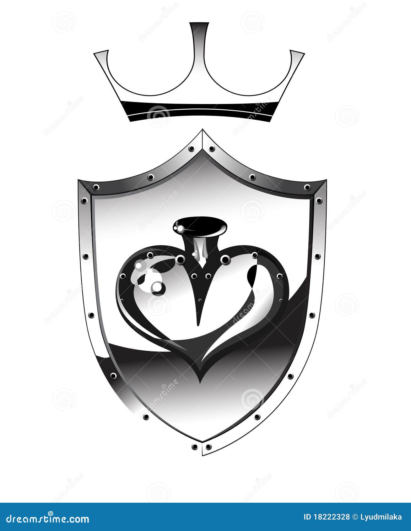 Heart of a metal shield stock vector. Illustration of design - 18222328