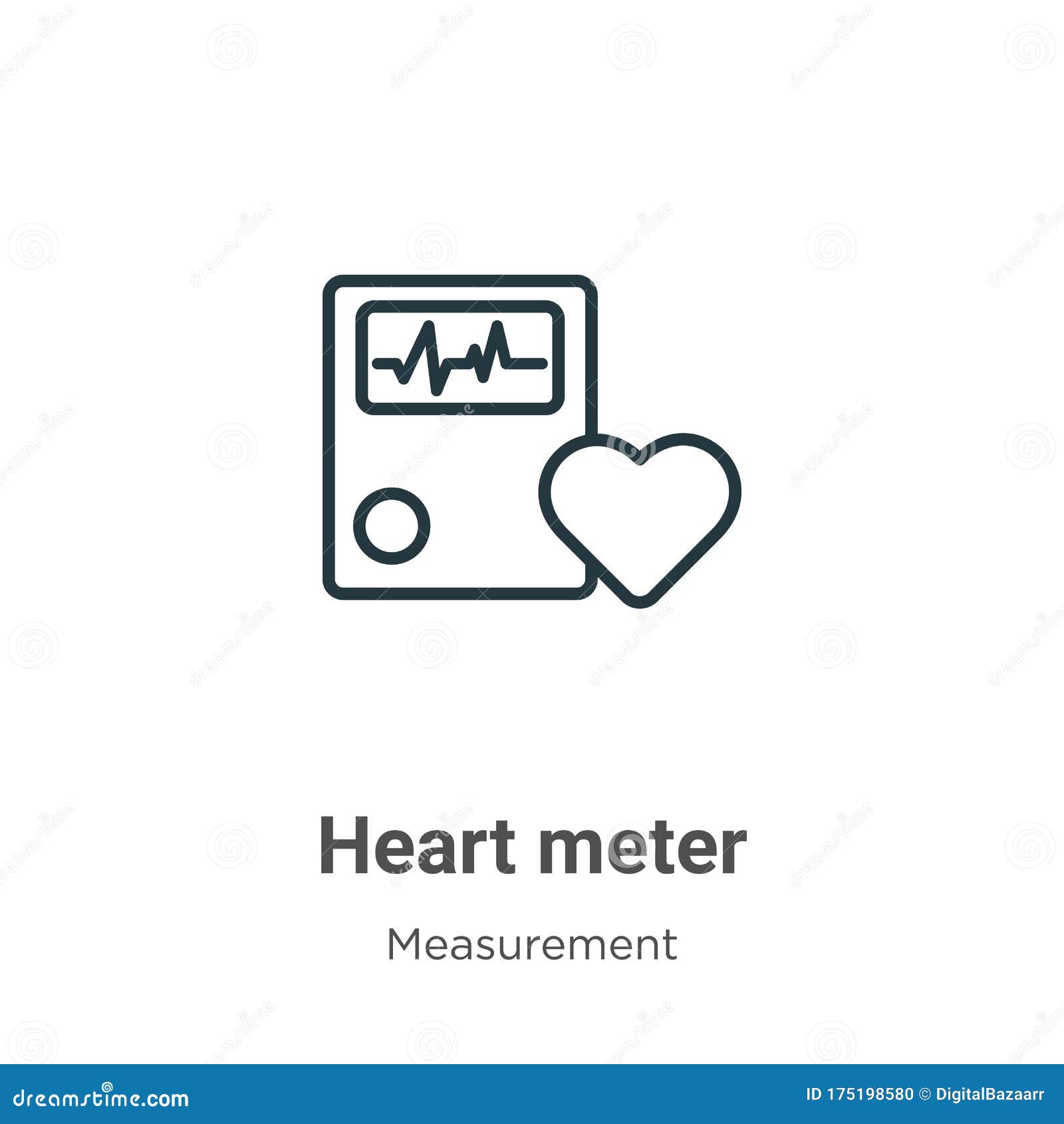 Heart Meter Outline Vector Icon. Thin Line Black Heart Meter Icon, Flat ...