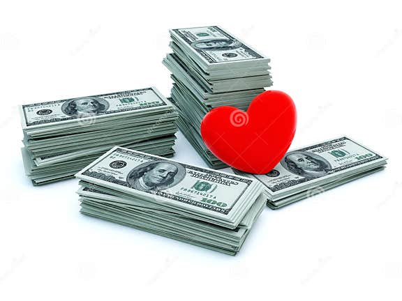 Heart with money stock illustration. Illustration of love - 12529537
