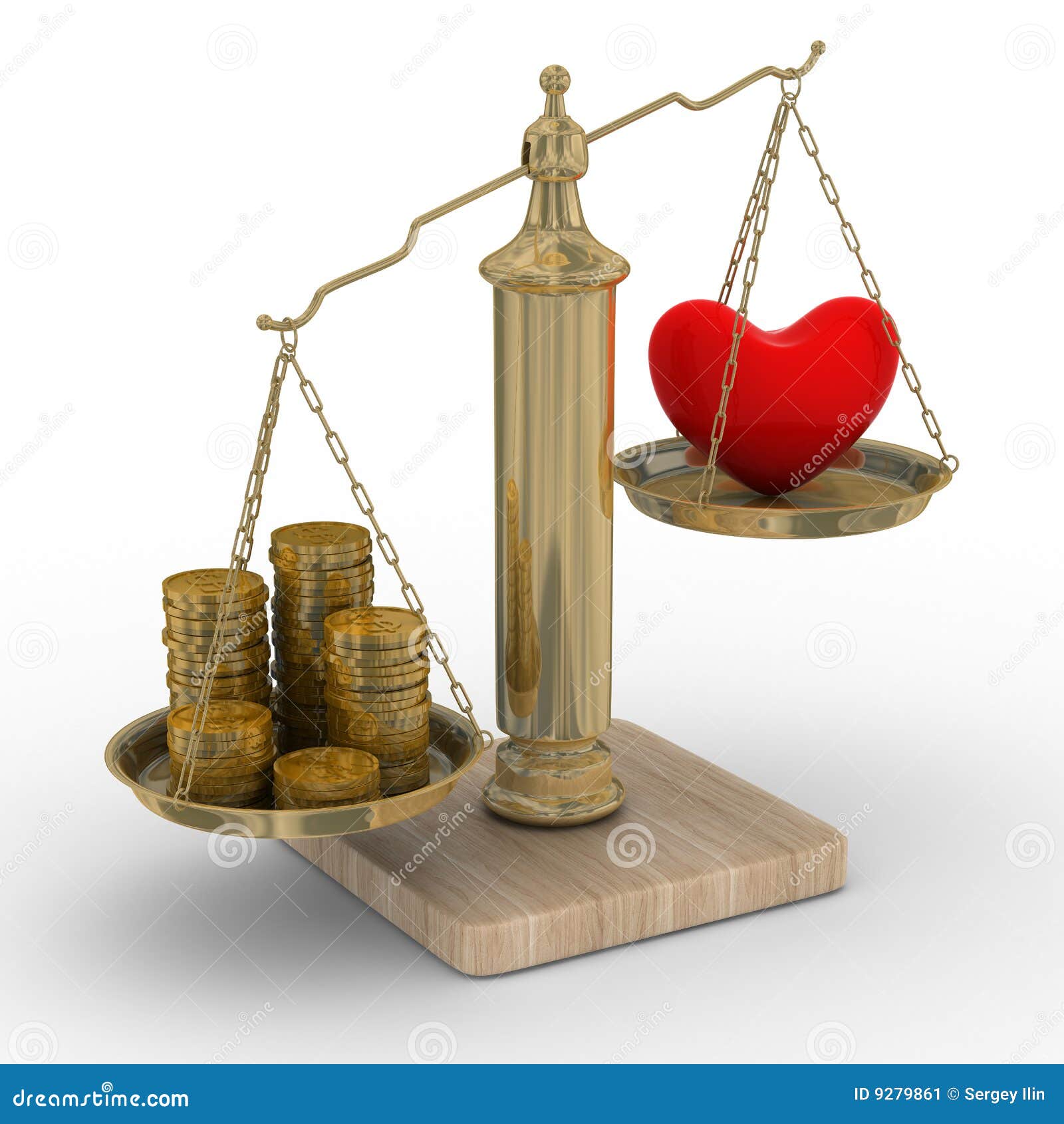 Heart and money for scales stock illustration. Illustration of accuracy ...