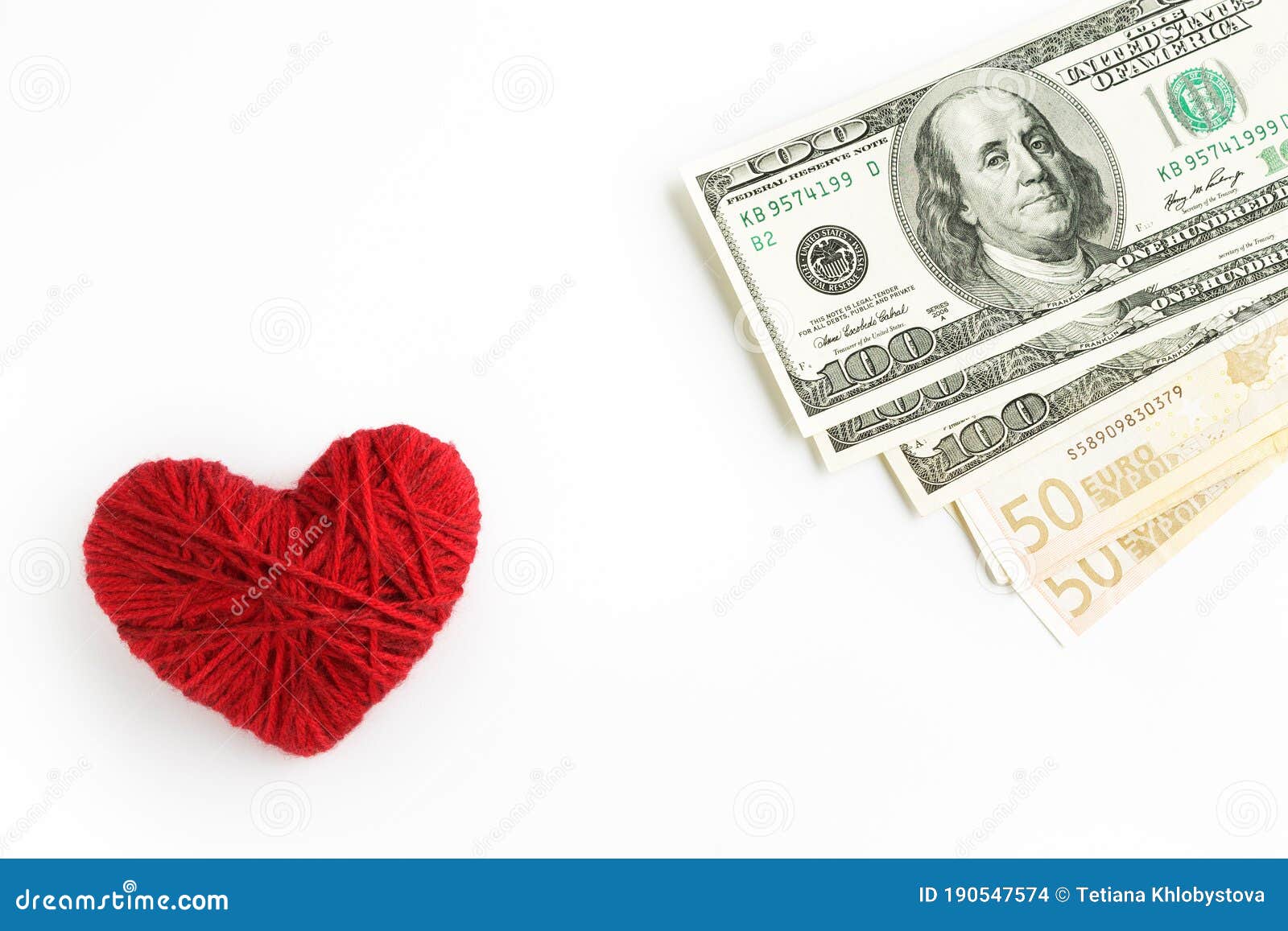 Heart and Money on a White Background Stock Photo - Image of ...