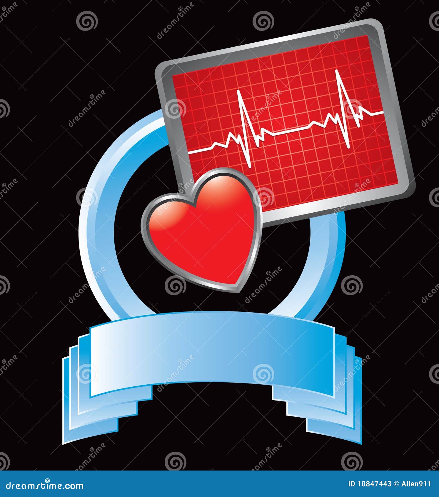 Heart Monitor on Blue Display Stock Vector - Illustration of electrical ...