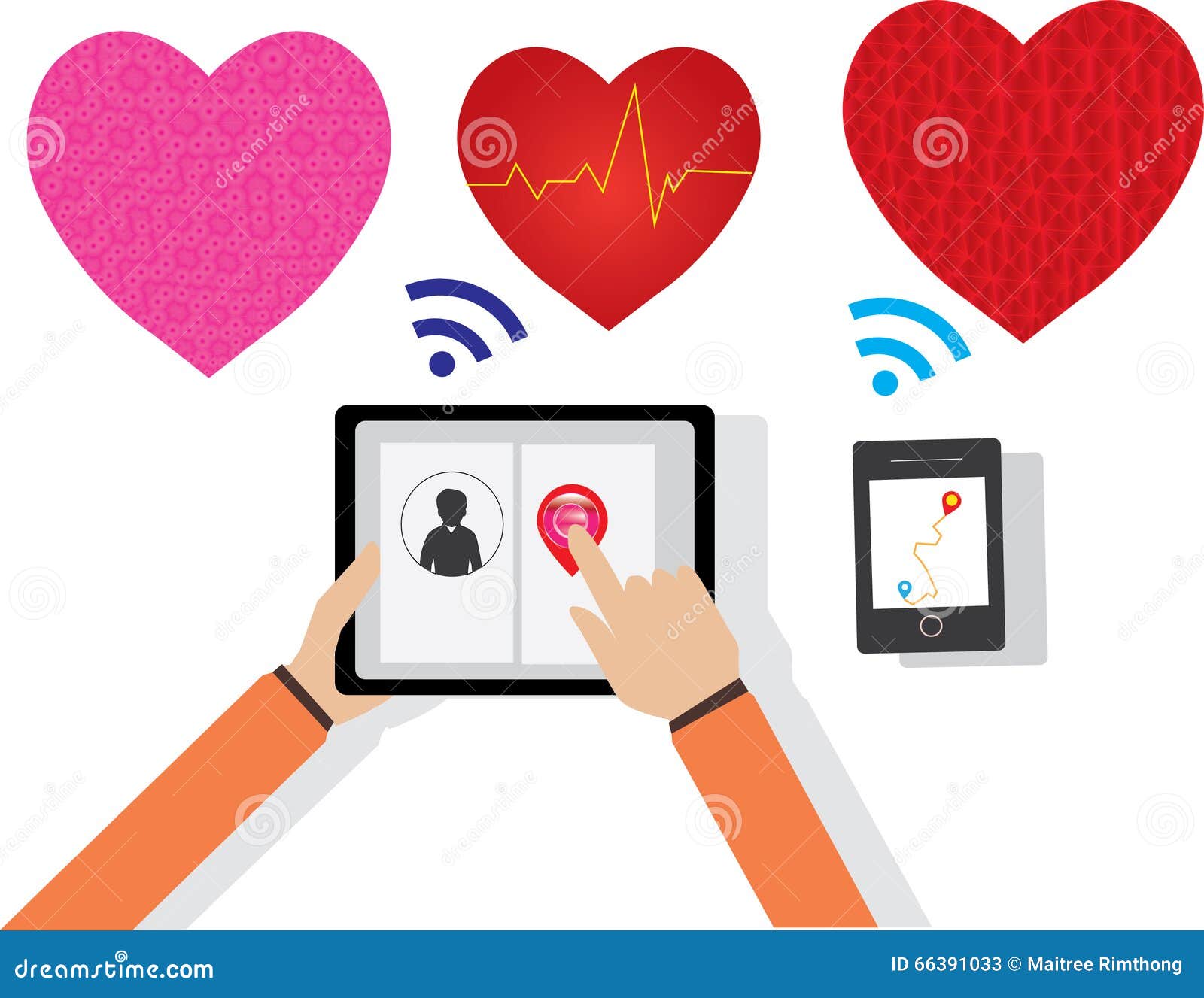 Heart Monitor Computer and Heart Stock Illustration - Illustration of ...
