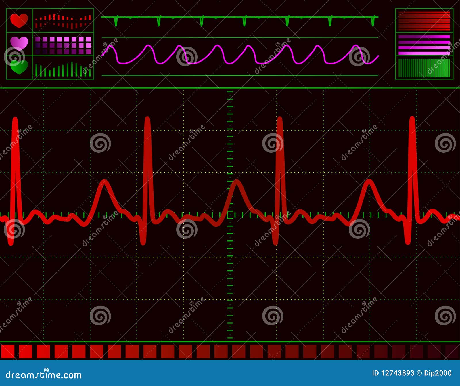 Heart monitor screen stock vector. Illustration of healthy - 12743893