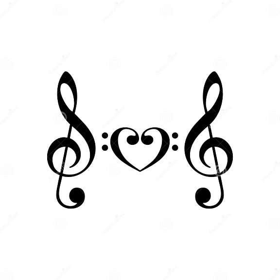 Heart and Music Note for Logo Web Graphic. Stock Vector - Illustration ...
