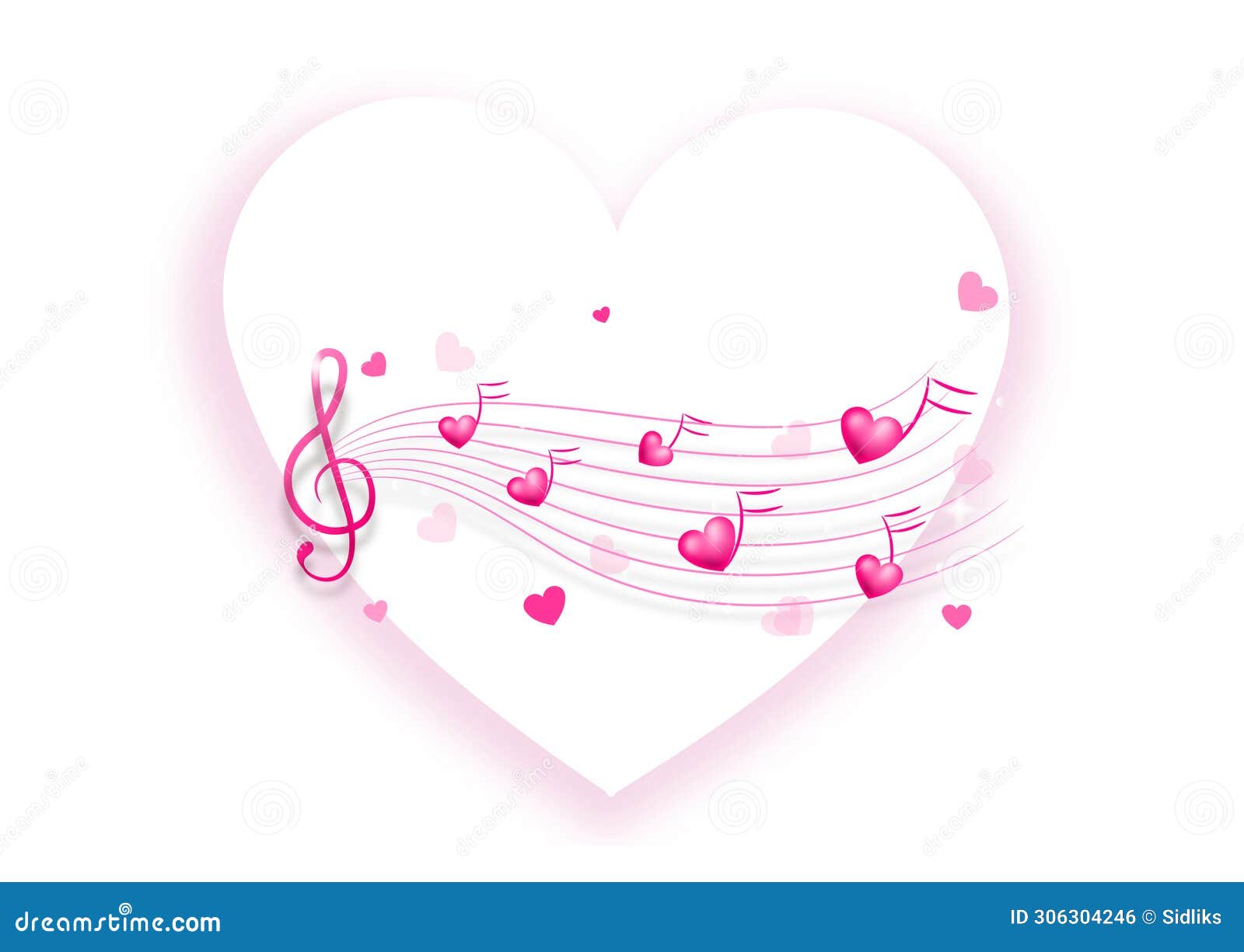 Heart with music notes stock illustration. Illustration of decoration ...