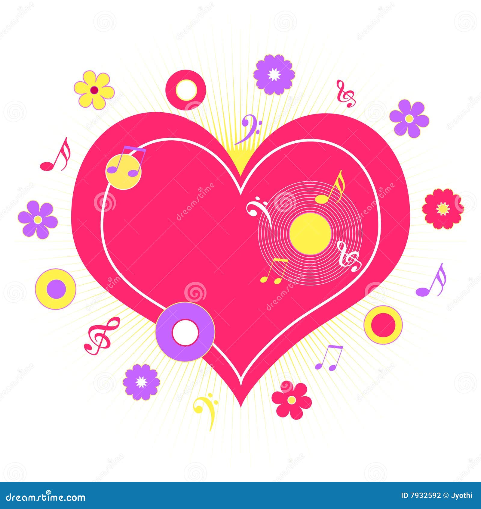 Heart with musical notes stock illustration. Illustration of musical ...