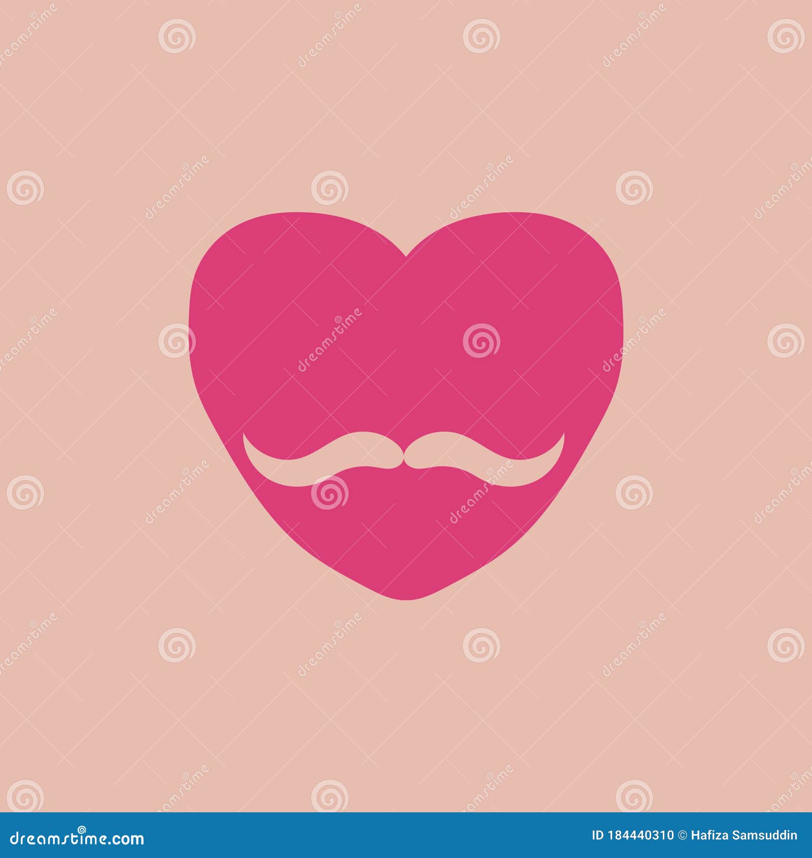 Heart with Mustache. Vector Illustration Decorative Background Design ...