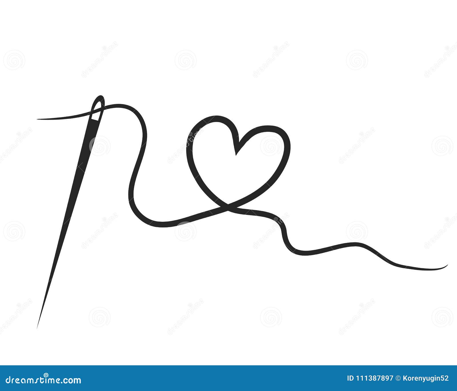 Heart With A Needle Thread Vector Illustration Stock Vector