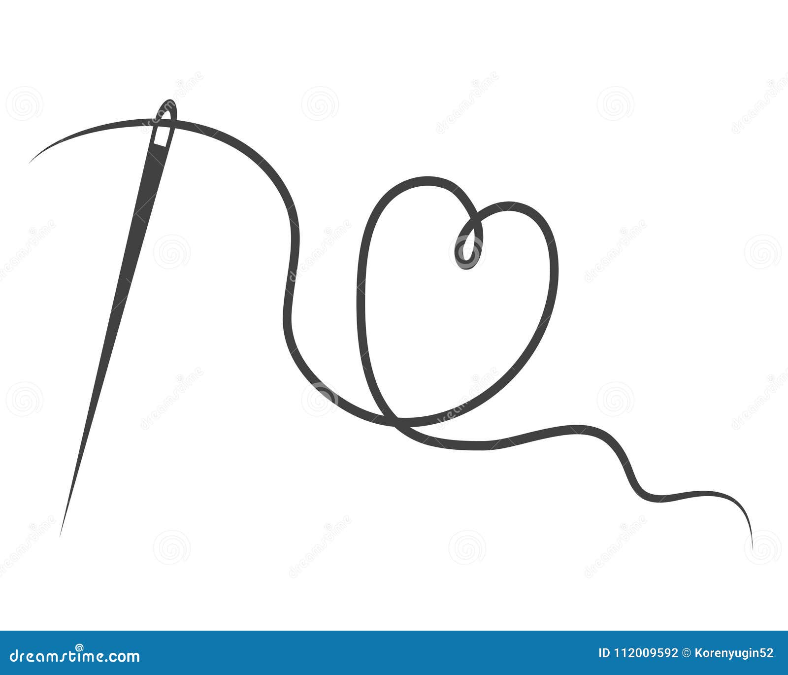 Heart with a Needle Thread. Vector Illustration Stock Vector ...