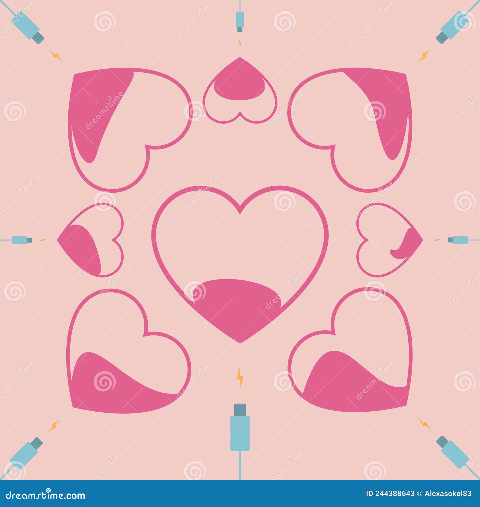 Heart Needs Recharging. Low Battery Heart and Charging Cable Stock ...