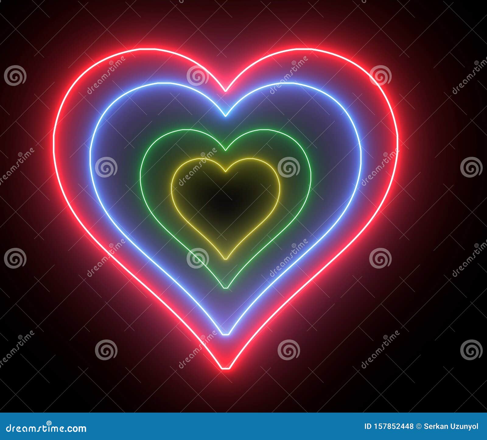 Heart with Neon, Glowing Lights. Romantic and Love Symbol, Creative ...