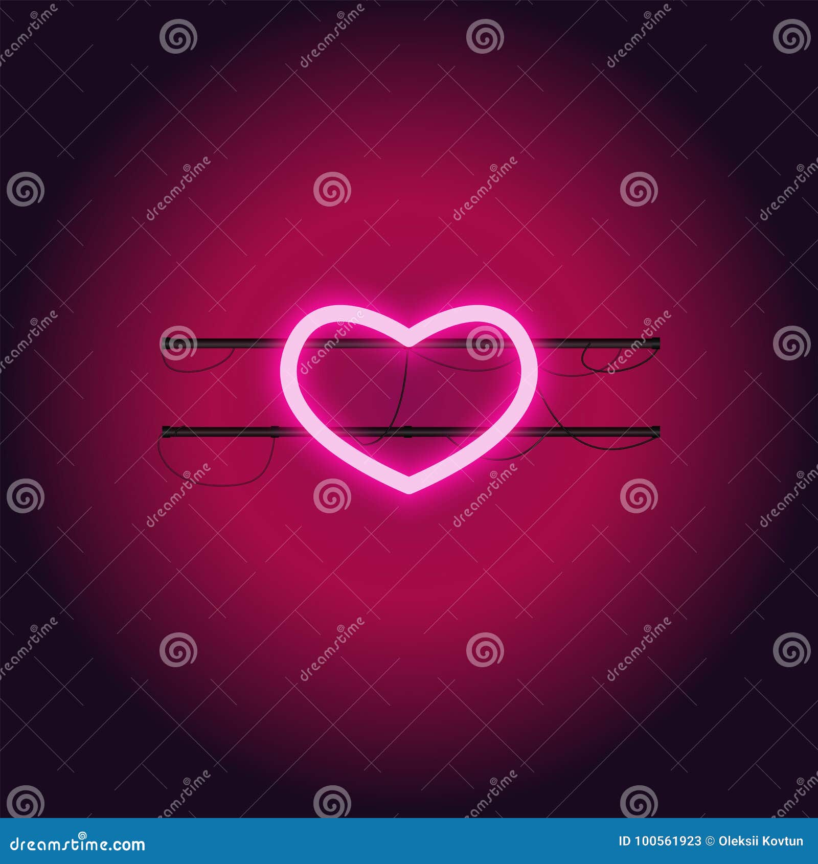 Heart. Neon Sign. Vector Illustration. Neon Light. Stock Illustration ...