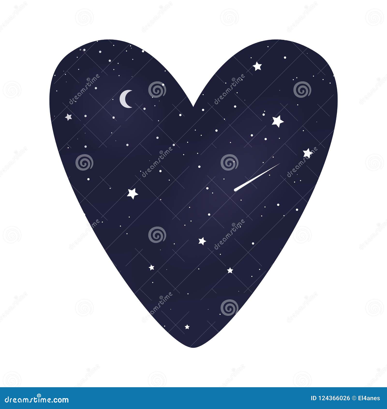 Heart night. Vector stock vector. Illustration of meteorite - 124366026