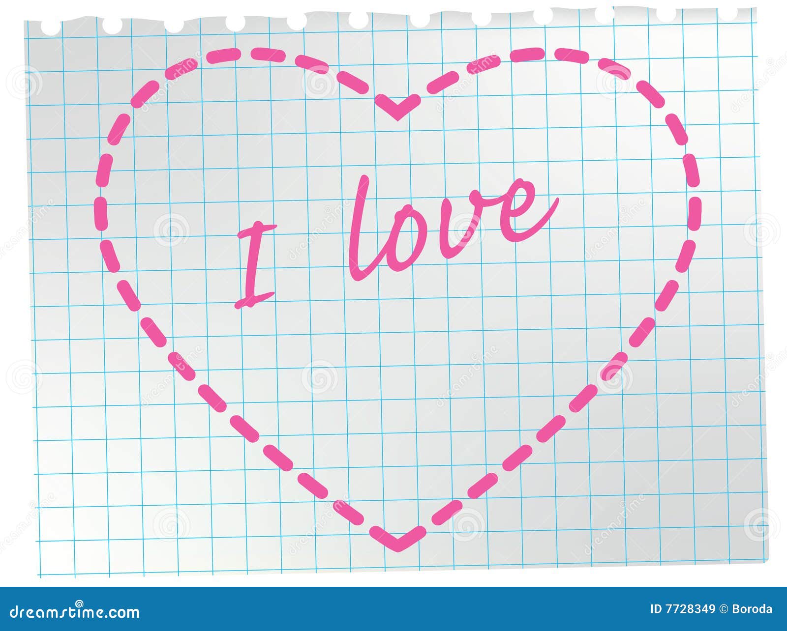 Heart on notepad sheet. stock vector. Illustration of single - 7728349